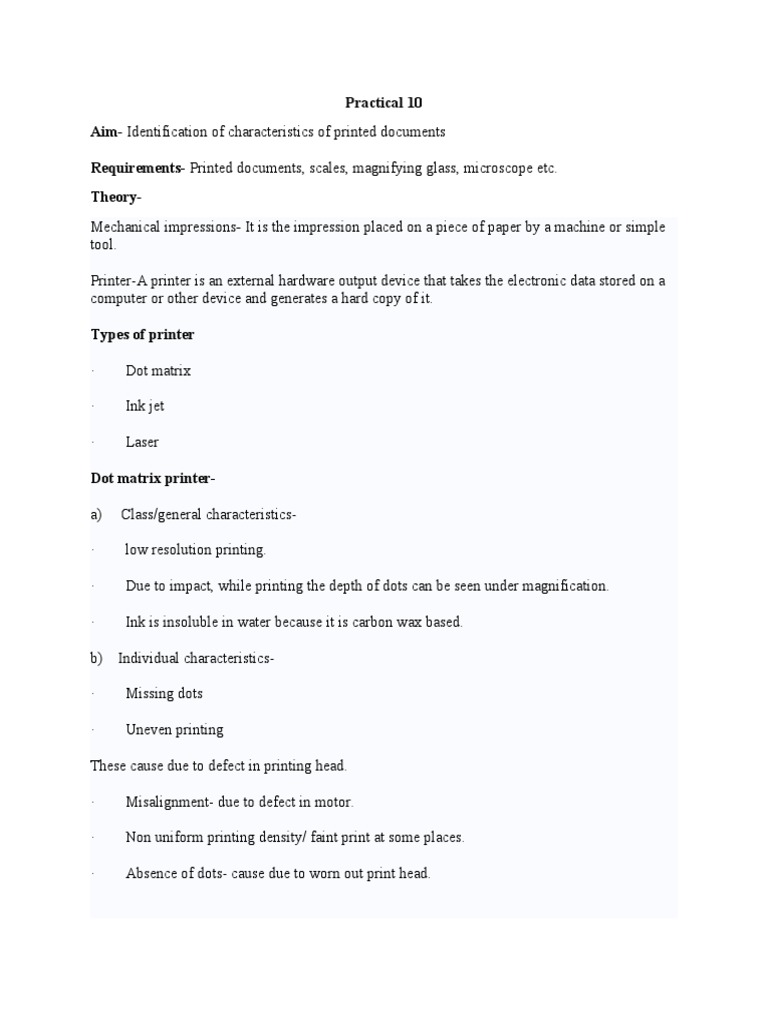 Practical 10 - Examination of Printouts | PDF | Printer (Computing) | Office Equipment