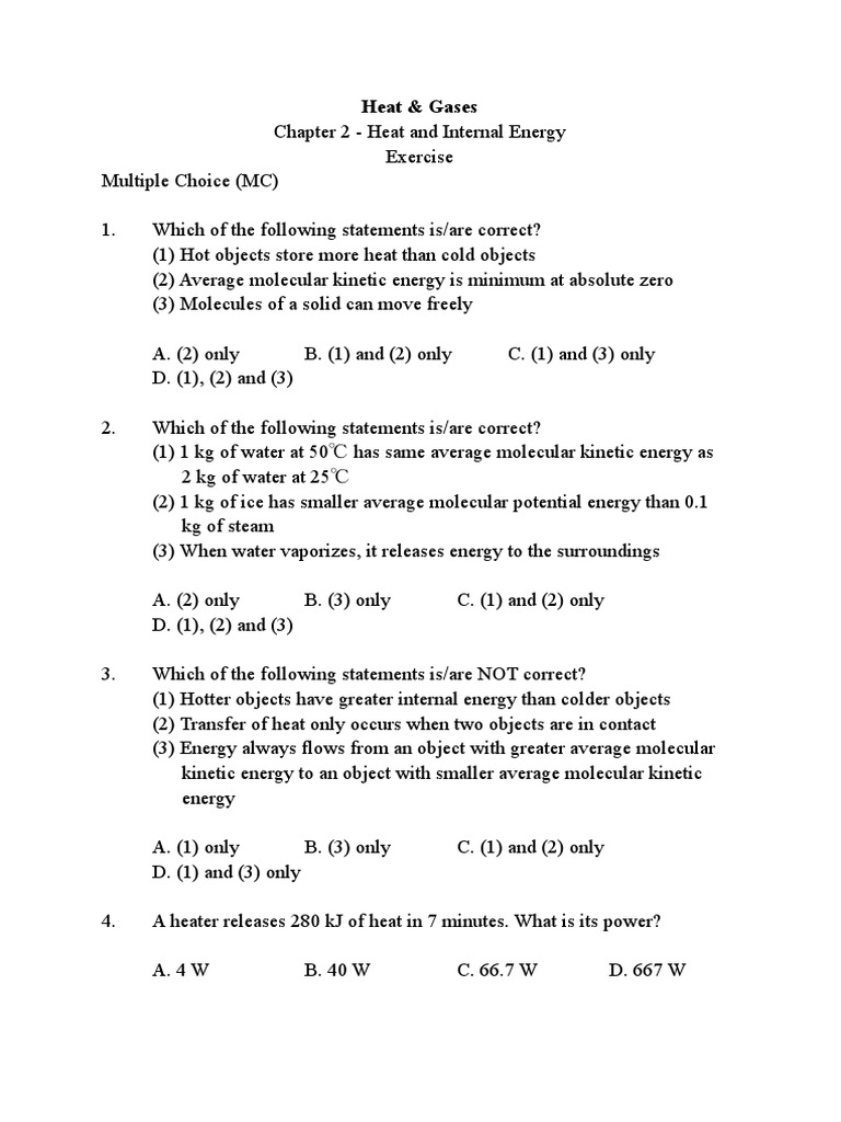 Understanding Heat Transfer Through Multiple Choice Questions on Heat ...