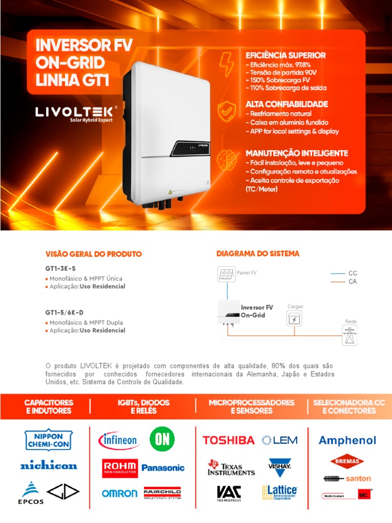 Datasheet Livoltek GT1-5K-D | PDF | Quantidade | Engenharia Elétrica