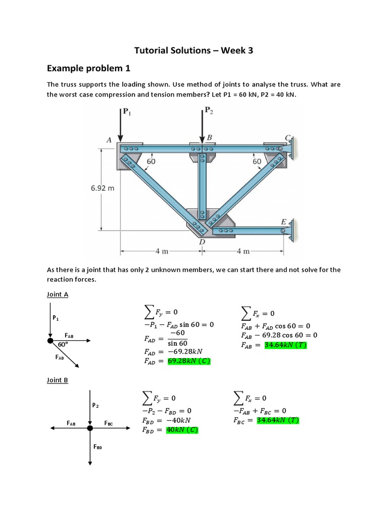 Week 3 - Tutorial Solutions | PDF | Structural Engineering | Mechanics