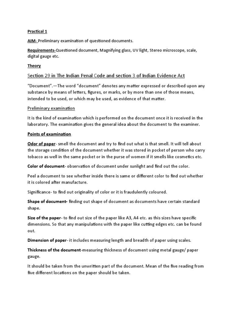 Practical 1 - Preliminary Examination | PDF | Paper | Document