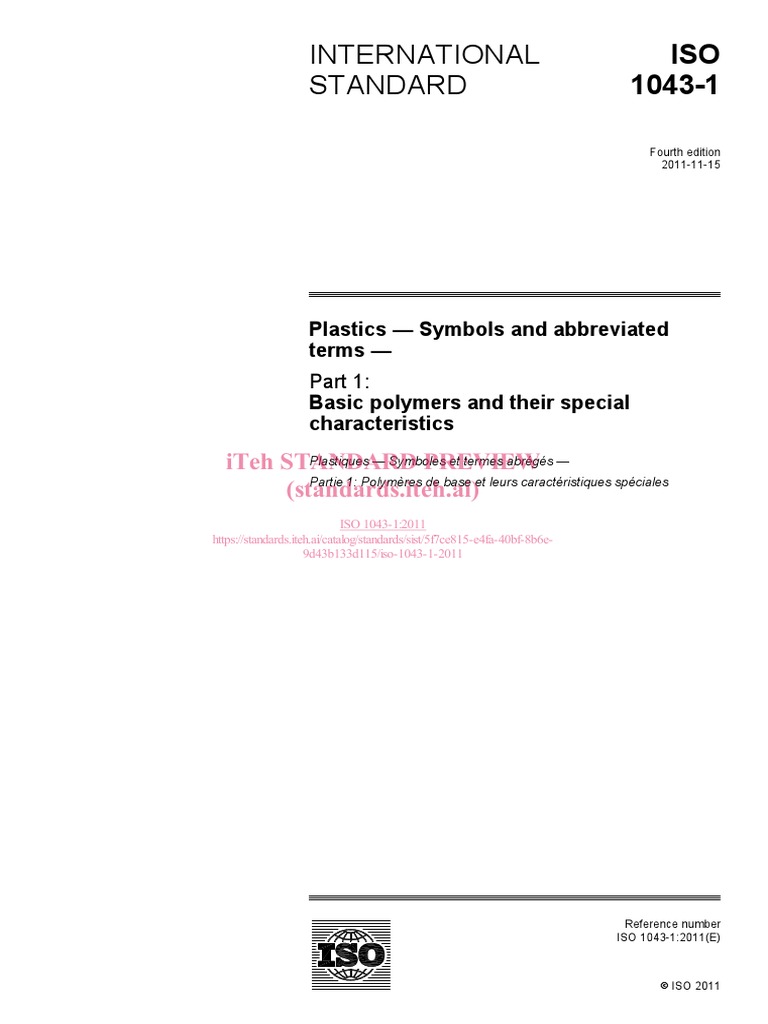 ISO 1043 1 2011 Plastics | PDF | Polyethylene | International ...