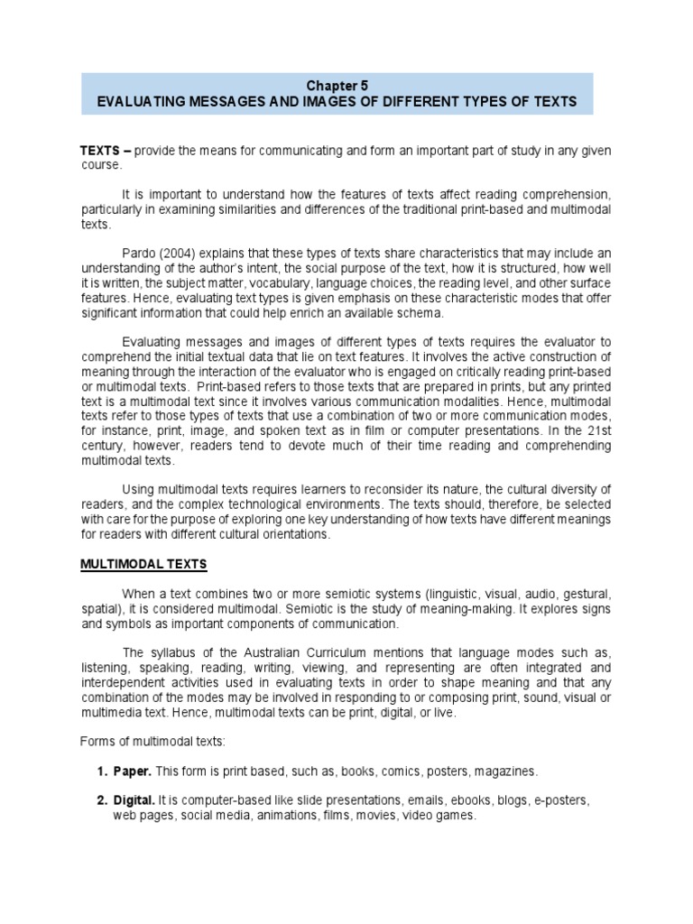 Evaluating the Critical Reading and Listening Skills Required to ...