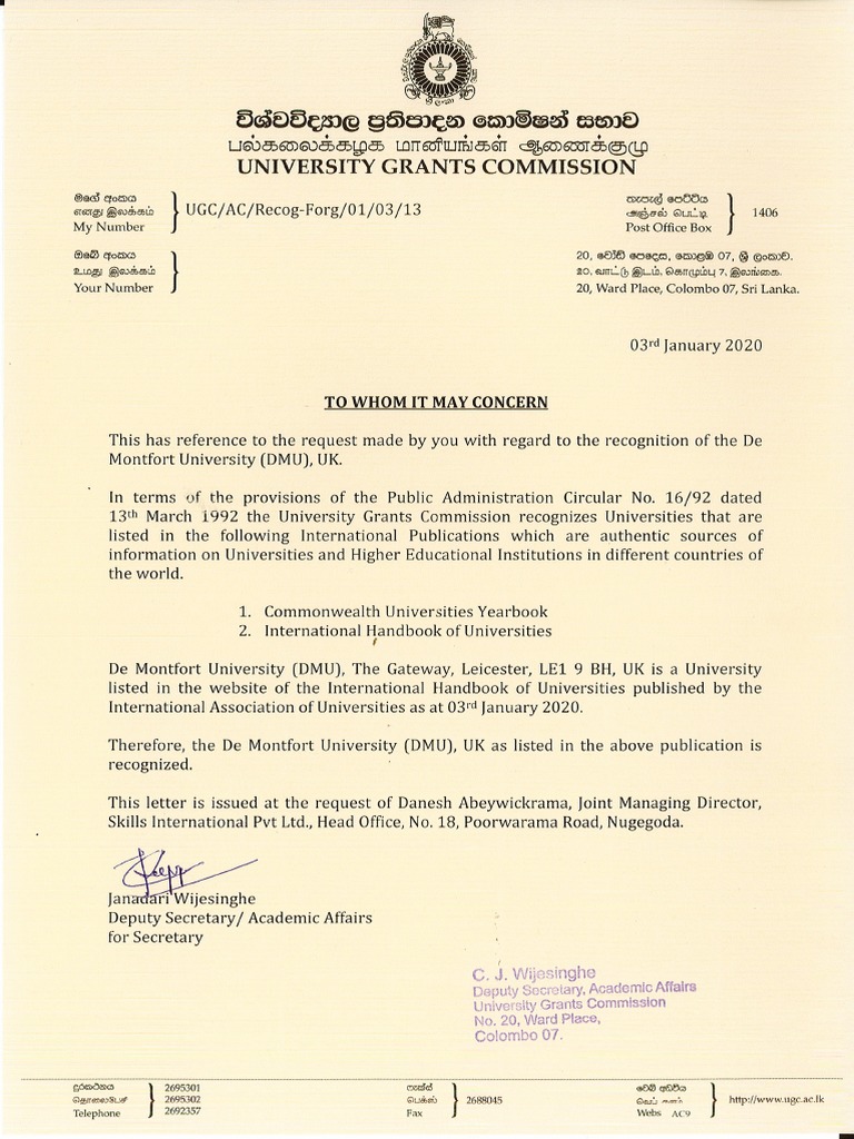 UGC Letter | PDF