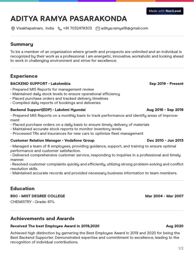 Aditya Ramya Pasarakonda | PDF | Business