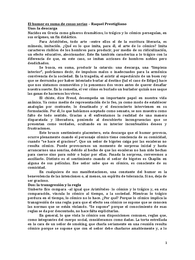 El Humor Es Suma de Cosas Serias | PDF | Ironía | Humor