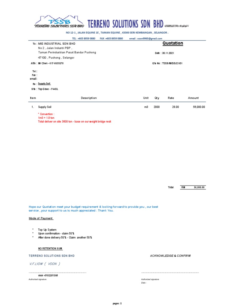 Soil Supply Quotation | PDF