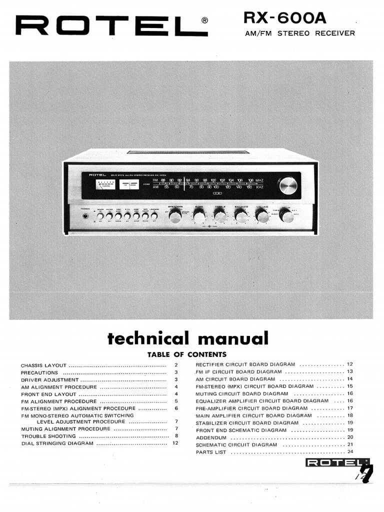 Rotel Rx-600a Service Manual | PDF