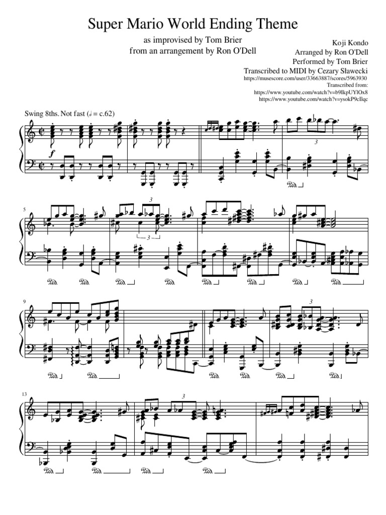 Super Mario World Ending Theme As Played by Tom Brier | PDF | Nintendo ...