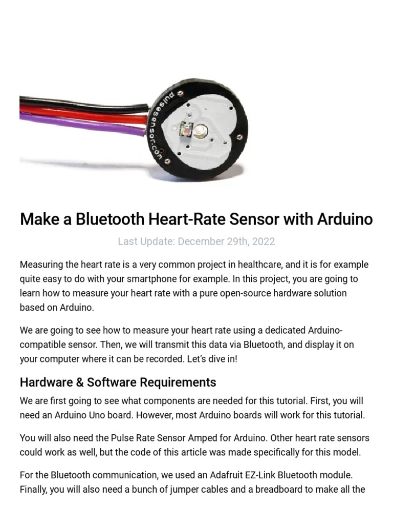 Make A Bluetooth Heart-Rate Sensor With Arduino | PDF | Arduino | Bluetooth Make A Bluetooth Heart-Rate Sensor With Arduino | PDF | Arduino | Bluetooth