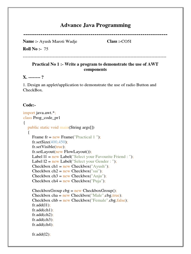 AYush Practical No 1 | PDF | Computer Programming | Computer Libraries