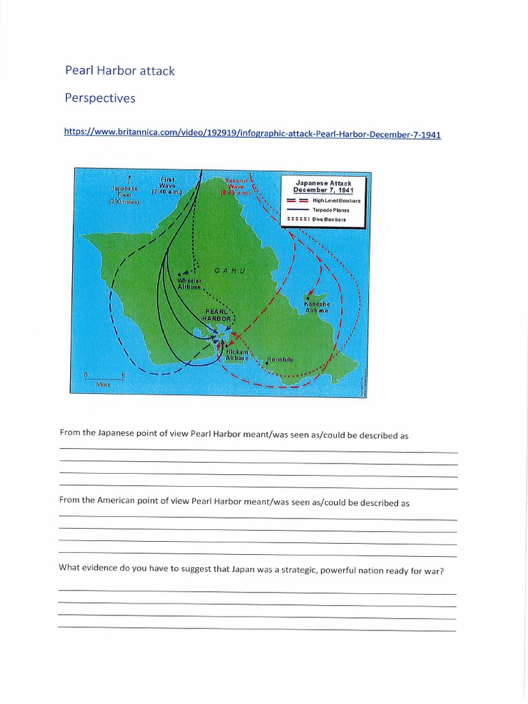 Pearl Harbor Attack Map Worksheet | PDF