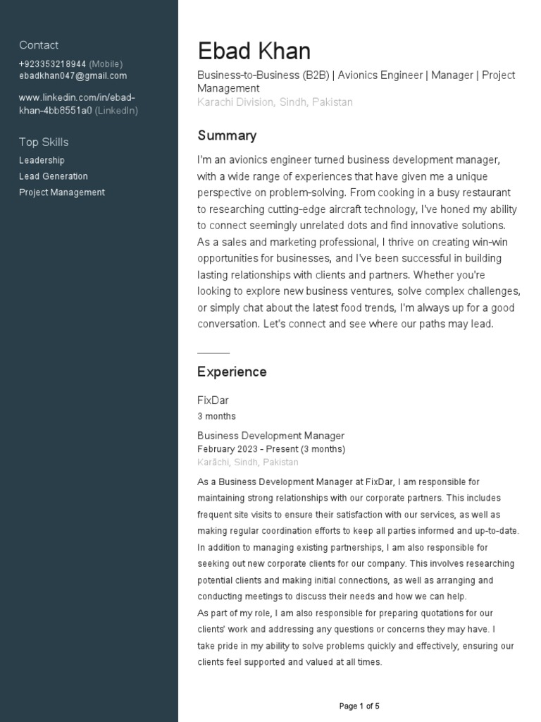 Ebad Khan: Contact | Download Free PDF | Sales | Cognition