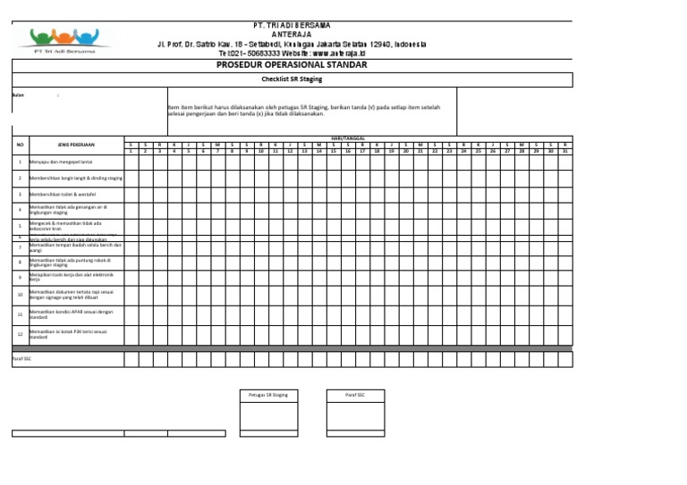 Cek List Kebersihan 5R Staging-1 | PDF