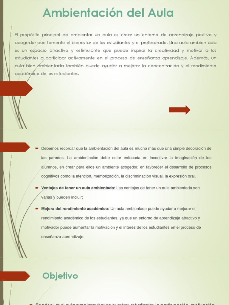 Ambientación Del Aula | PDF | Salón de clases | Aprendizaje