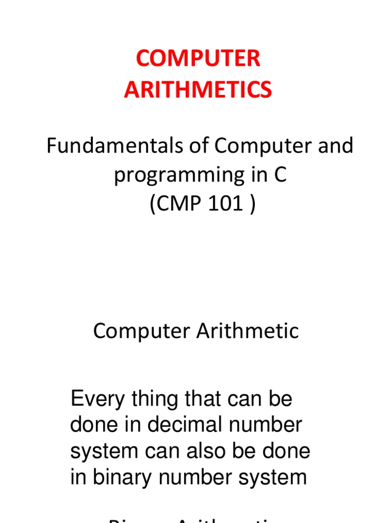 CMP 101 Set 5 Computer Arithmetic | PDF | Computers