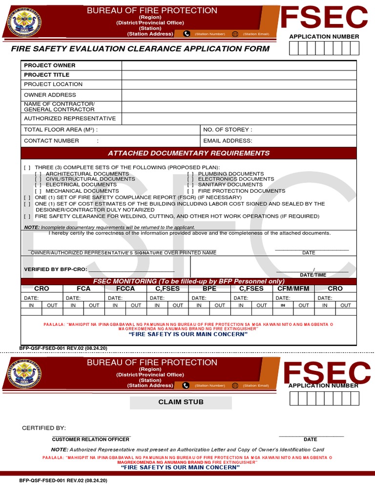 FSED 1F Application Form FSEC For Building Permit Rev02 | PDF