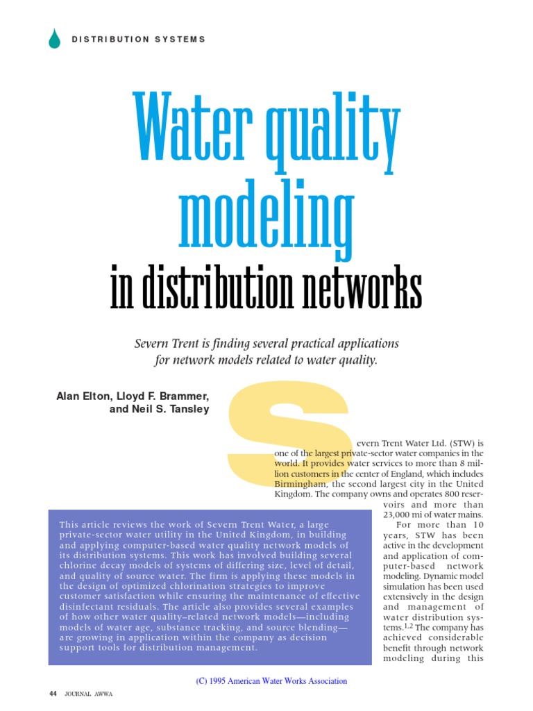 Water Quality Models for Utilities | PDF | Water | Chemical Reactions