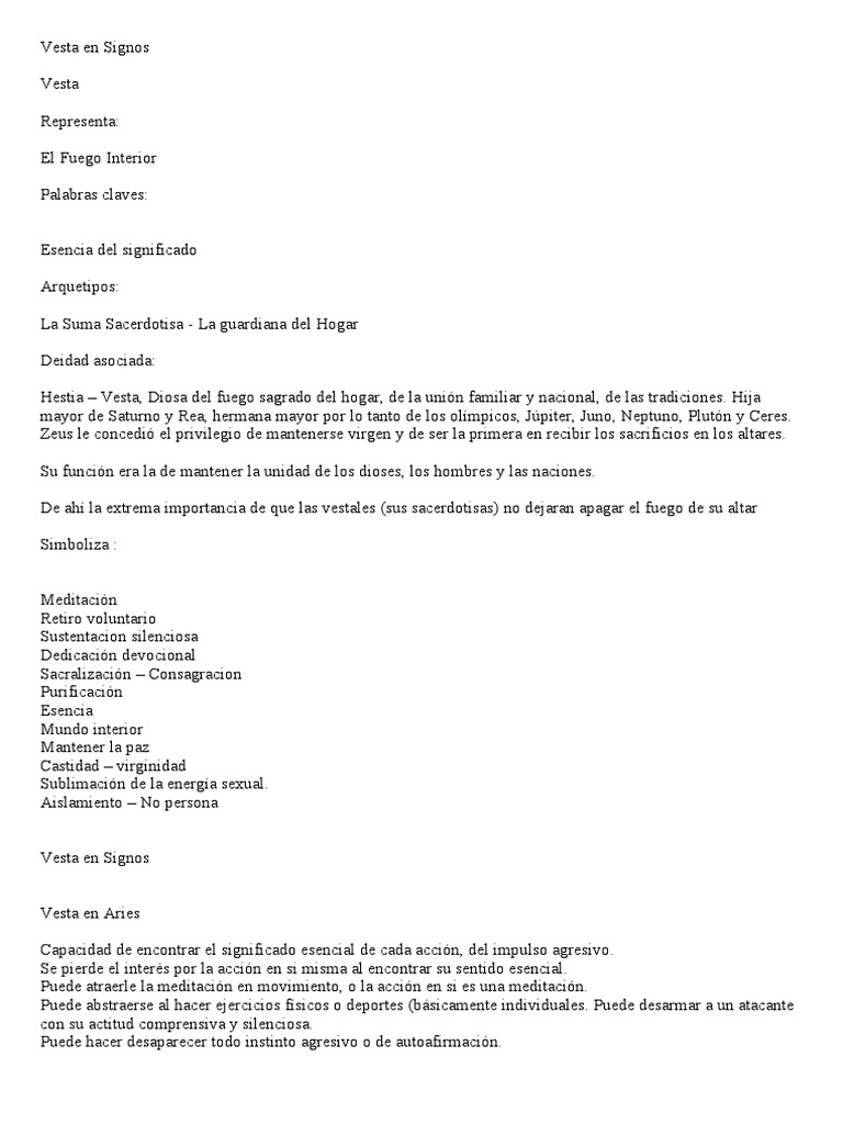Vesta en Signos | PDF