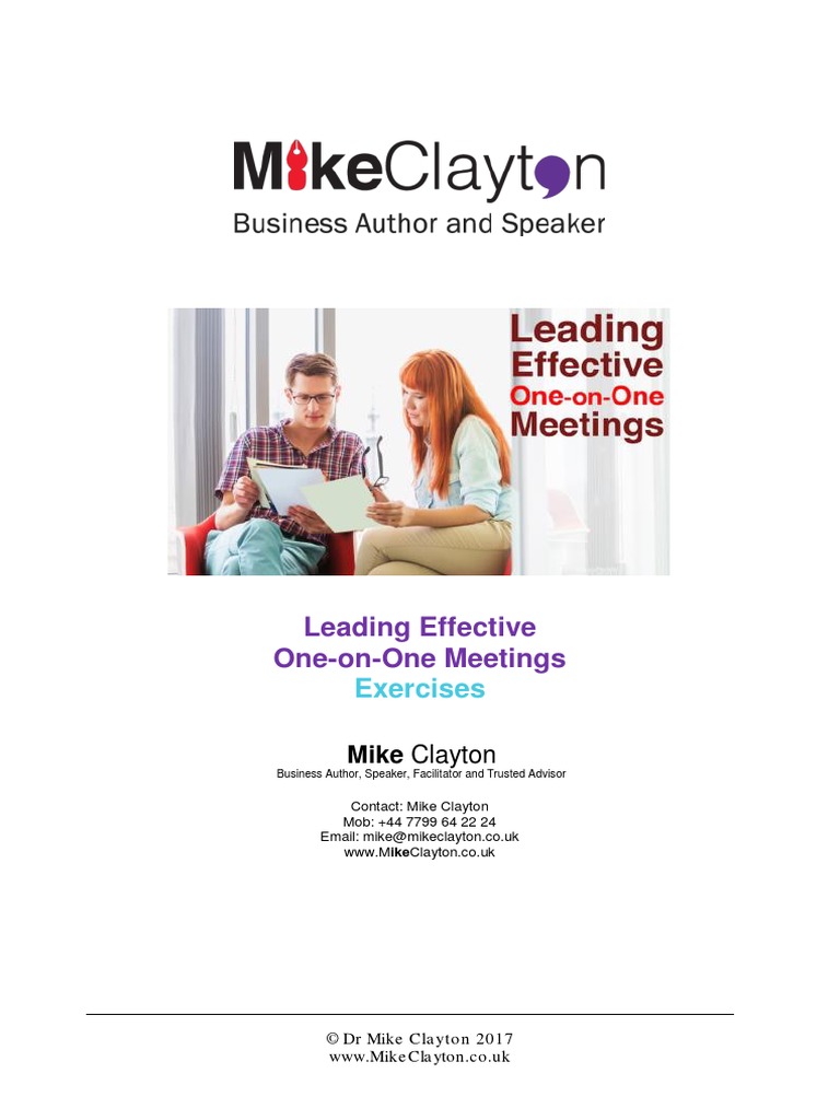 Leading Effective One-on-One Meetings MCL Activities | PDF | Business ...