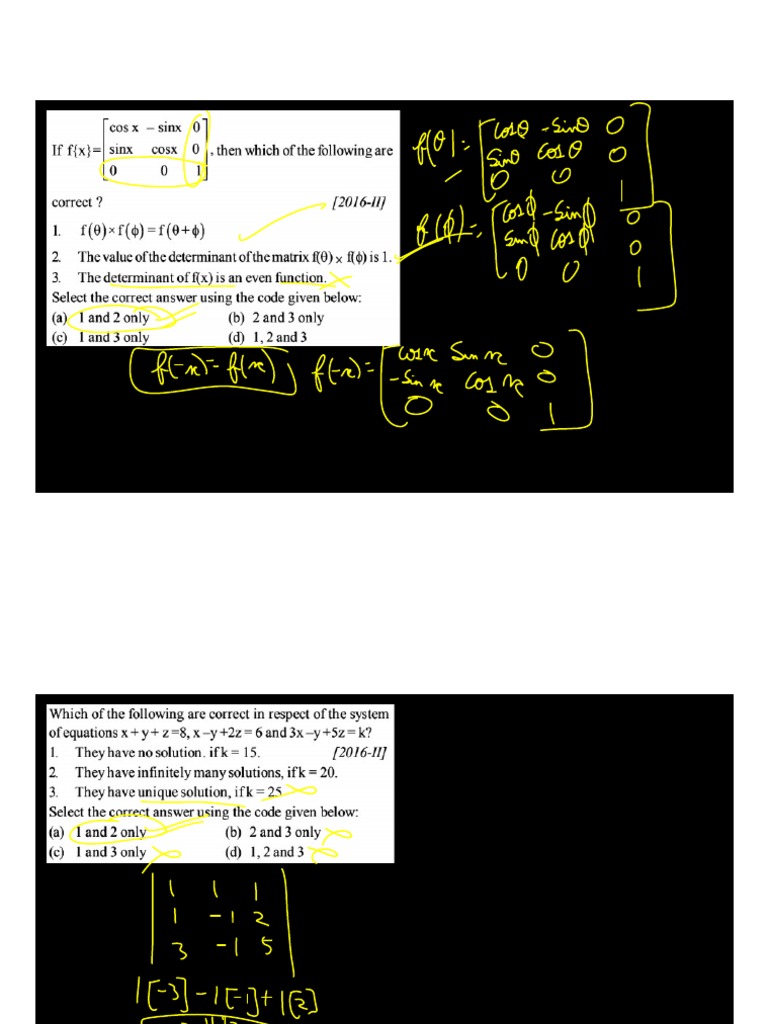 MATRICES AND DETERMINANTS - PYQ'S - PART 1 | PDF