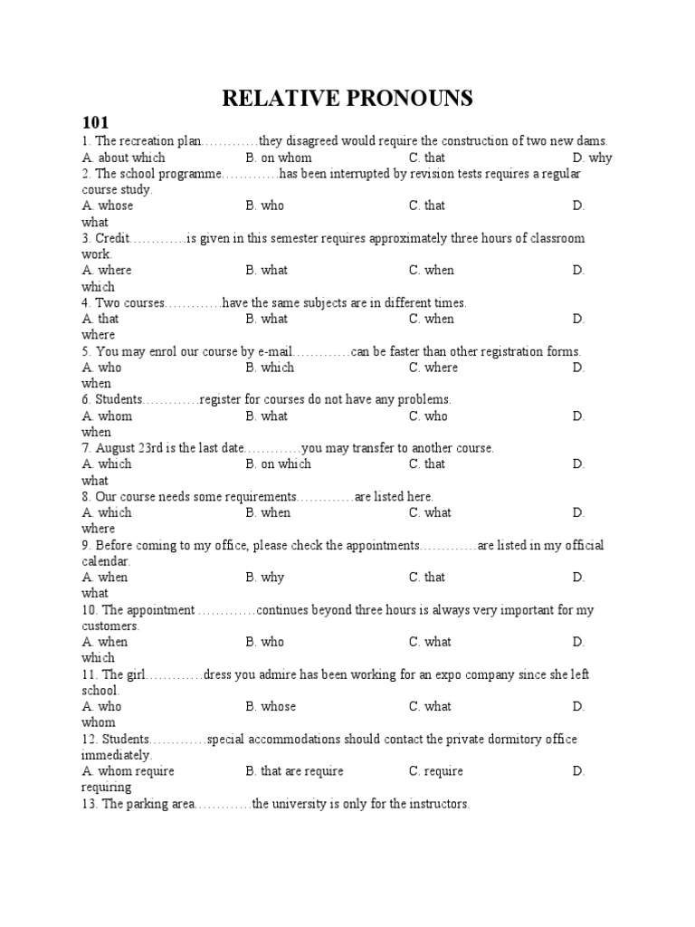 Relative Pronouns | PDF
