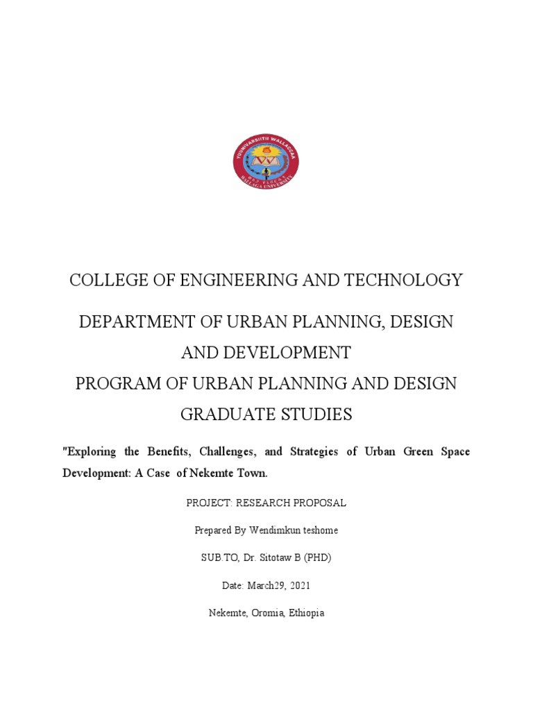 College of Engineering and Technology Department of Urban Planning, Design and Development ...