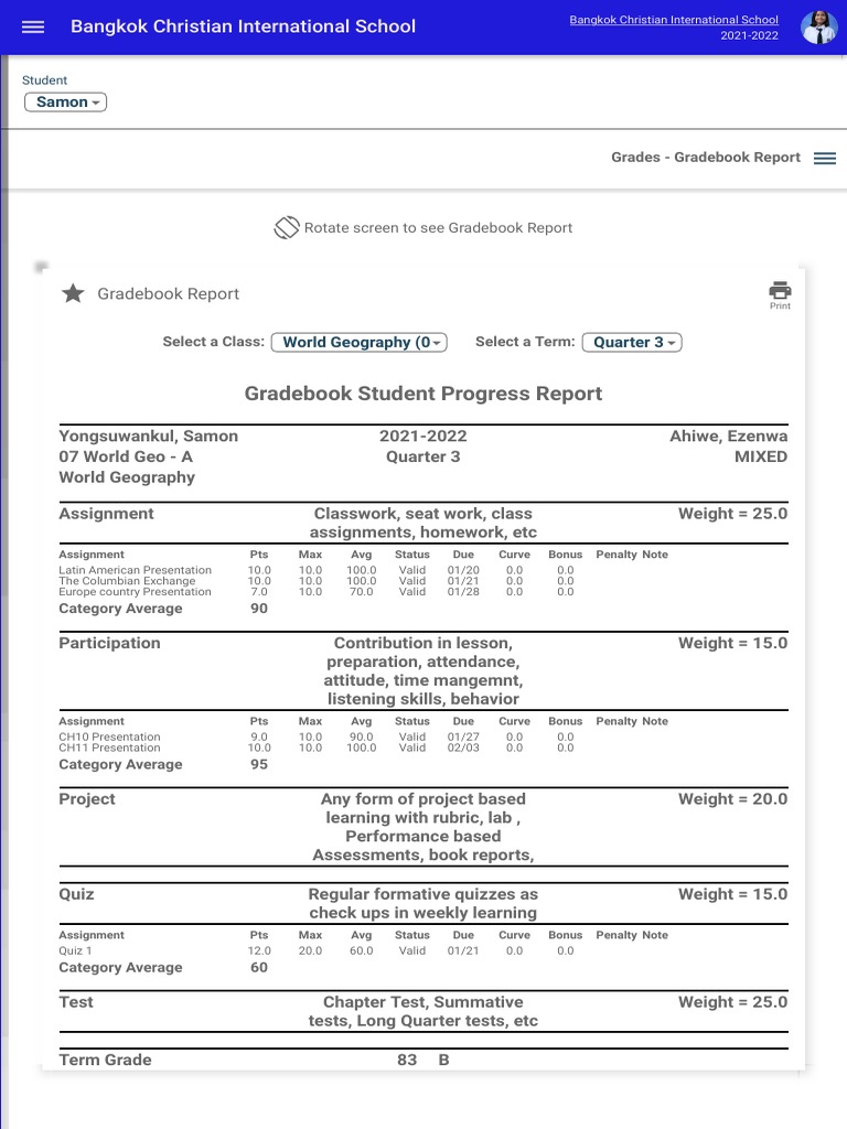 Gradebook Student Progress Report | PDF | Evaluation Methods | Cognitive Science