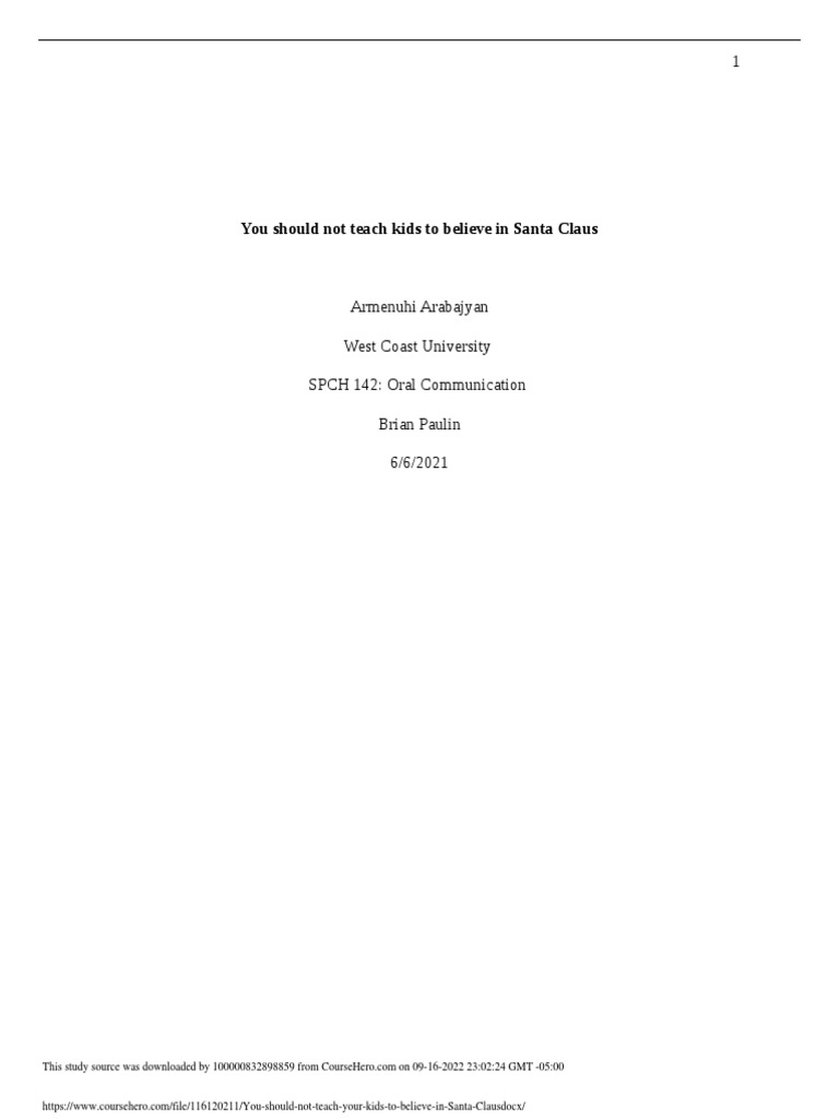 You Should Not Teach Your Kids To Believe in Santa Claus | PDF | Santa ...