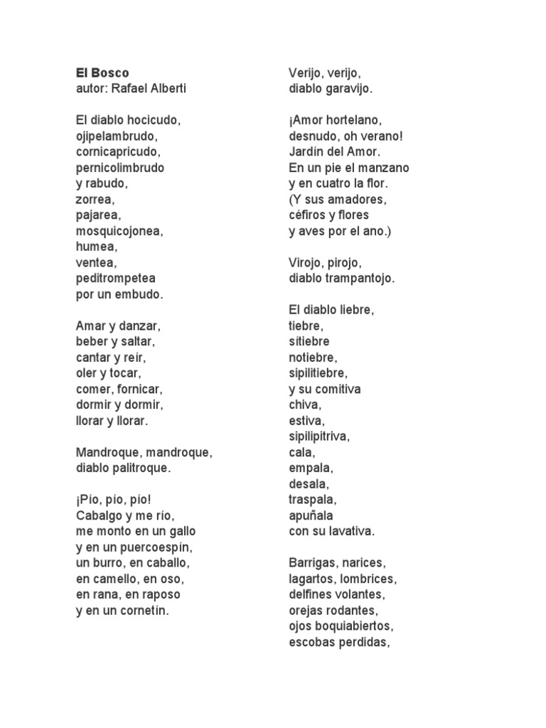 Poema El Bosco Rafael Alberti | PDF