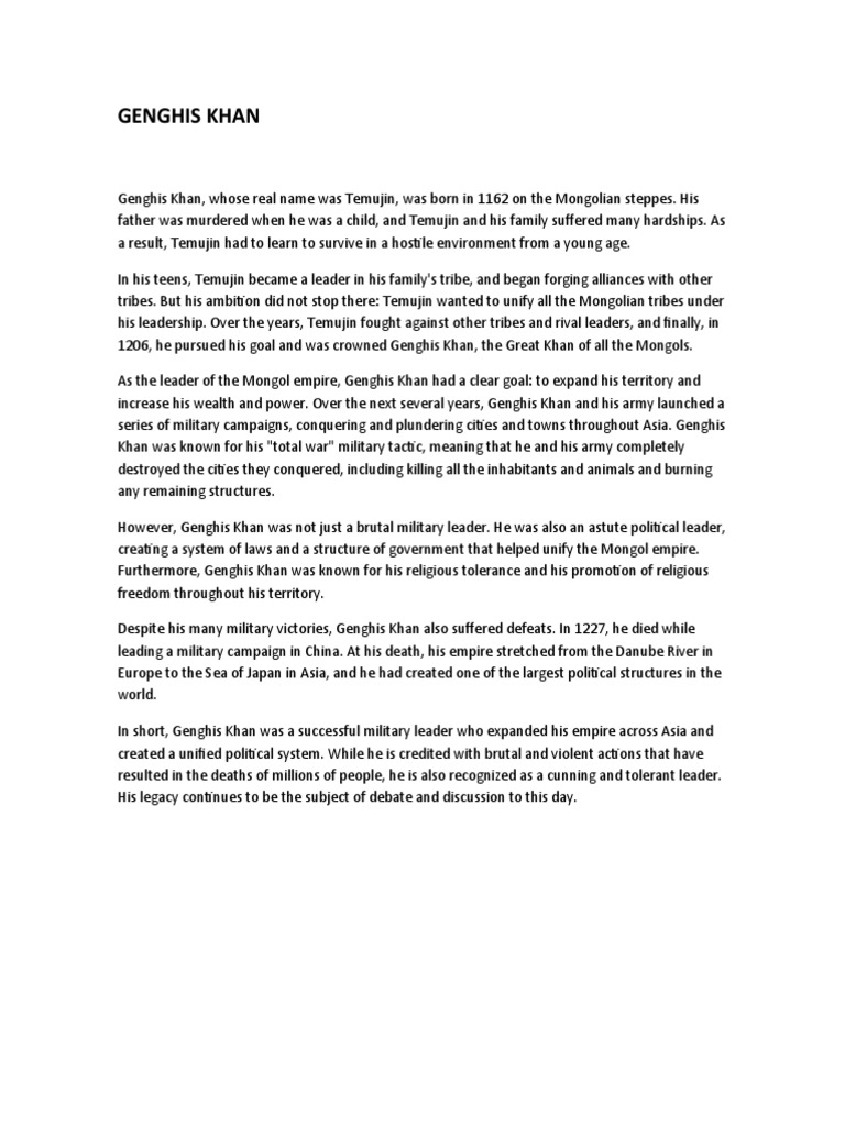 Genghis Khan | PDF | Genghis Khan | Mongol Empire