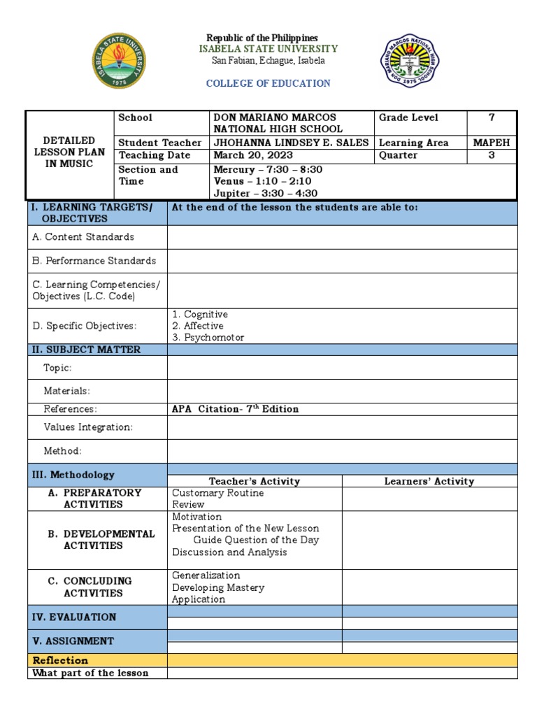 Detailed Lesson Plan Template | PDF | Teachers | Lesson Plan