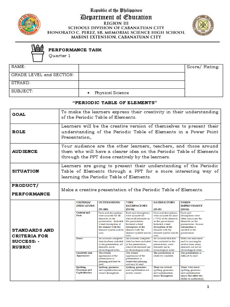 PERFORMANCE TASK Physical Science | PDF | Microsoft Power Point ...