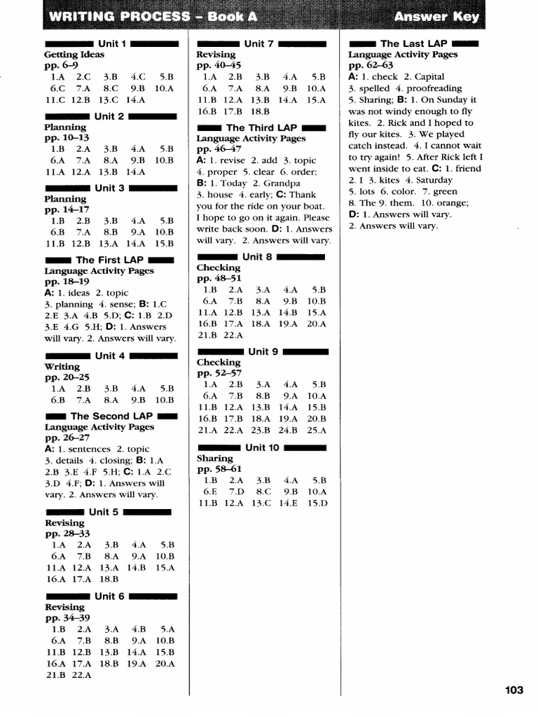 SRA Writing Process Answer Key | PDF | Science & Mathematics
