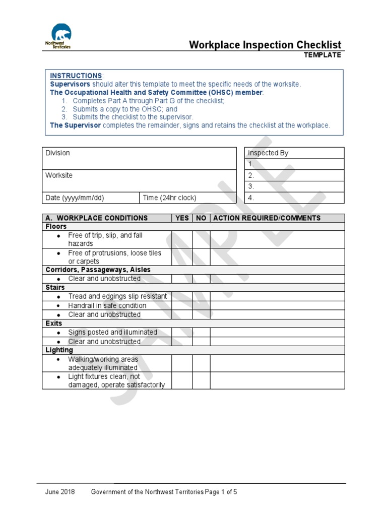 Sample Workplace Inspection Checklist | PDF | Ac Power Plugs And ...