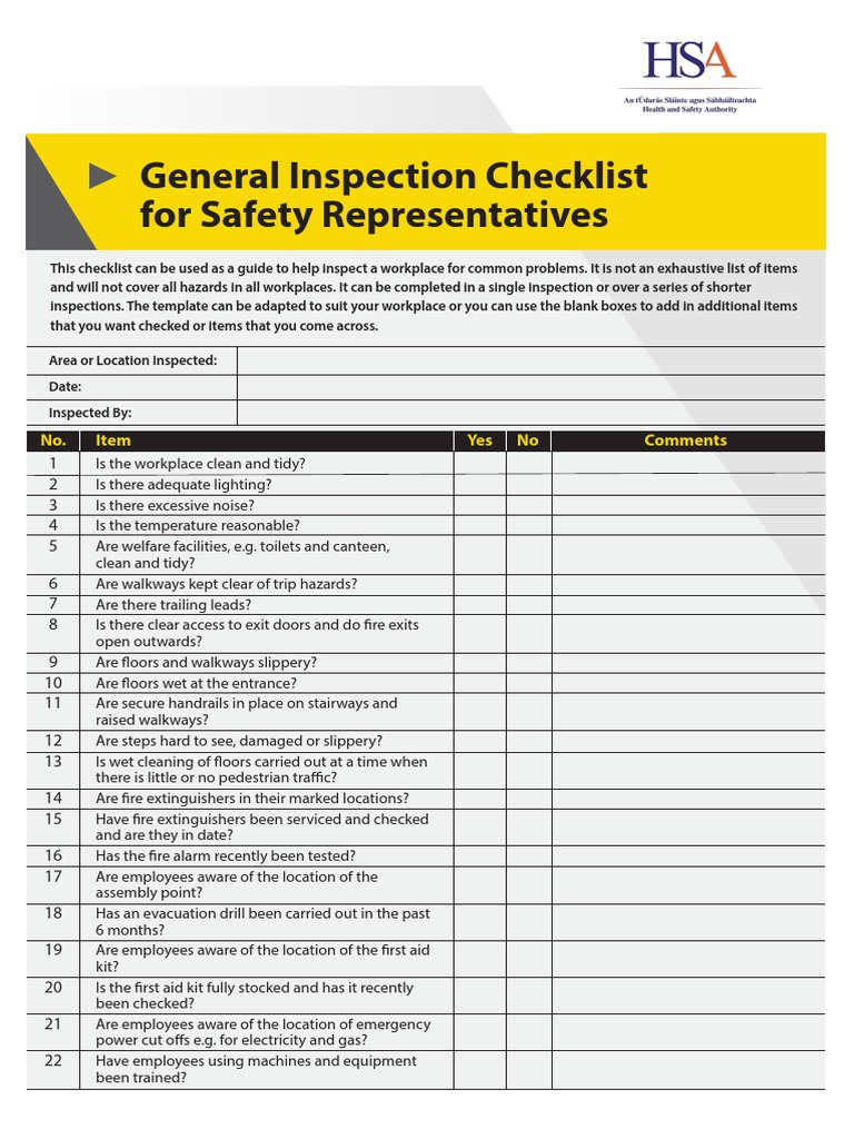 Safety Inspection Checklist Template | PDF | Personal Protective ...