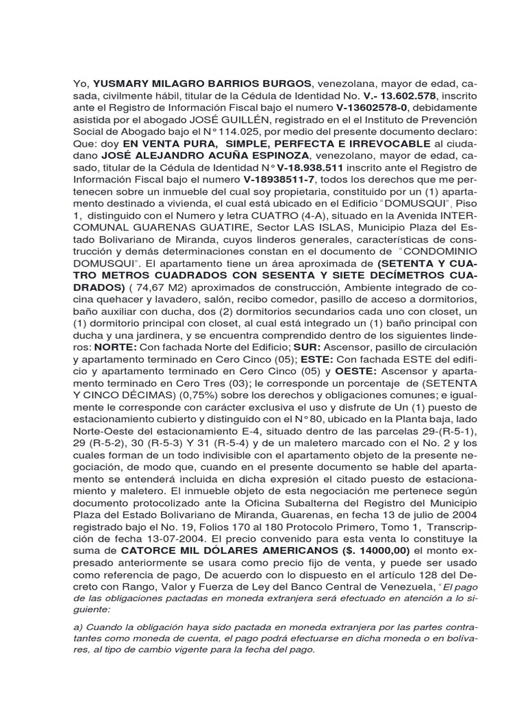 Modelo Compra Venta Apartamento | PDF | Dinero