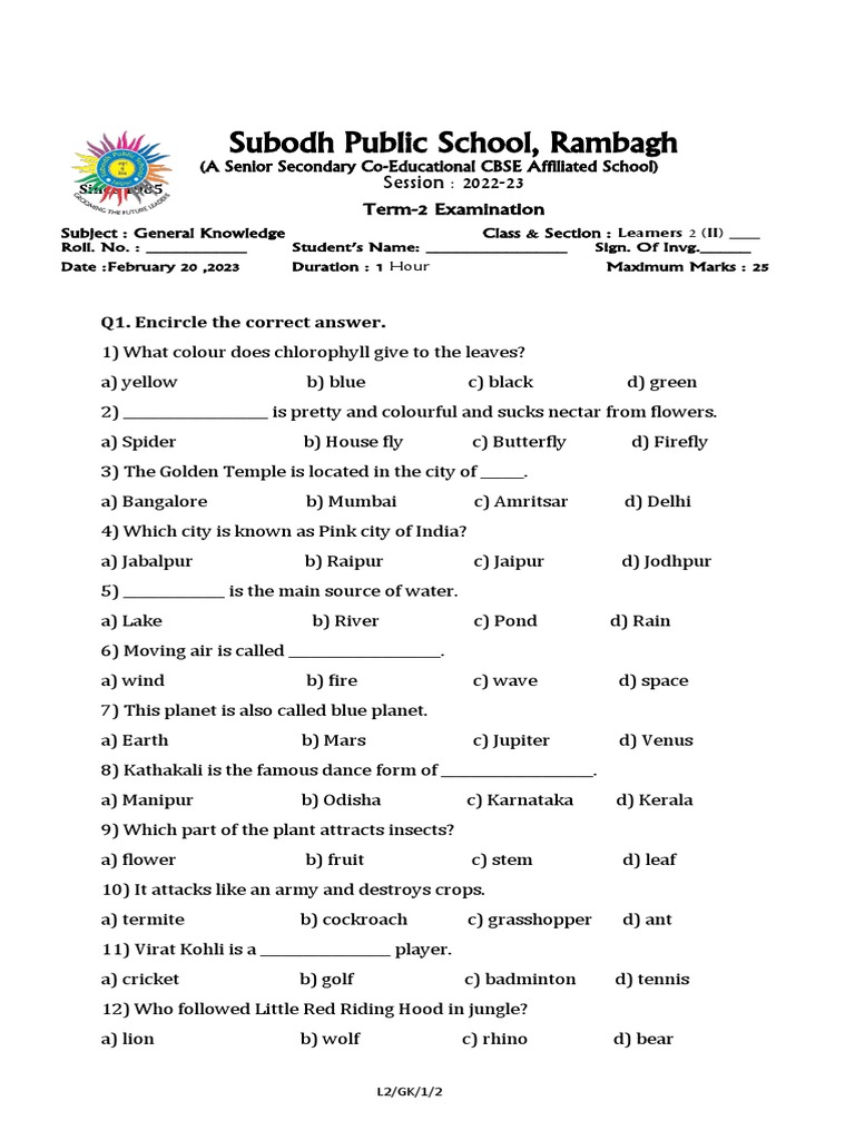 L2 - Final Exam-2 - GK - QP - Jharna Jain | PDF | Planets In Astrology ...