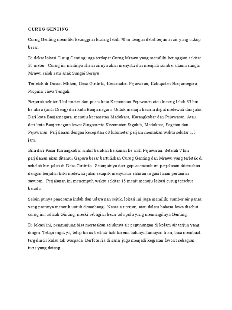 Curug Genting | PDF | Griya & Taman