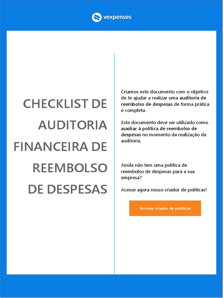 Checklist de Auditoria Financeira de Reembolso de Despesas - VExpenses | PDF | Business | Economias