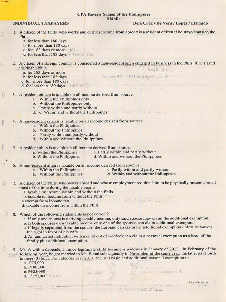 CPAR-Individual Taxpayers | PDF