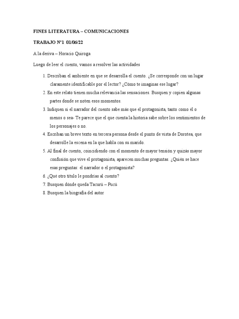 A La Deriva Actividades | PDF