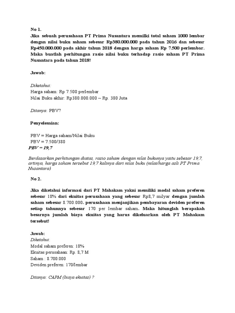 TMK 2 - Teori Portofolio & Analisis Investasi EKSI4203 | PDF