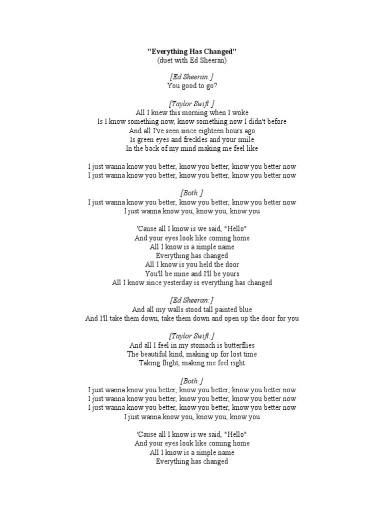 Everything Has Changed | PDF | Pop Songs | Pop Music