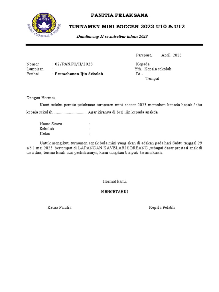 surat ijin sekolah | PDF