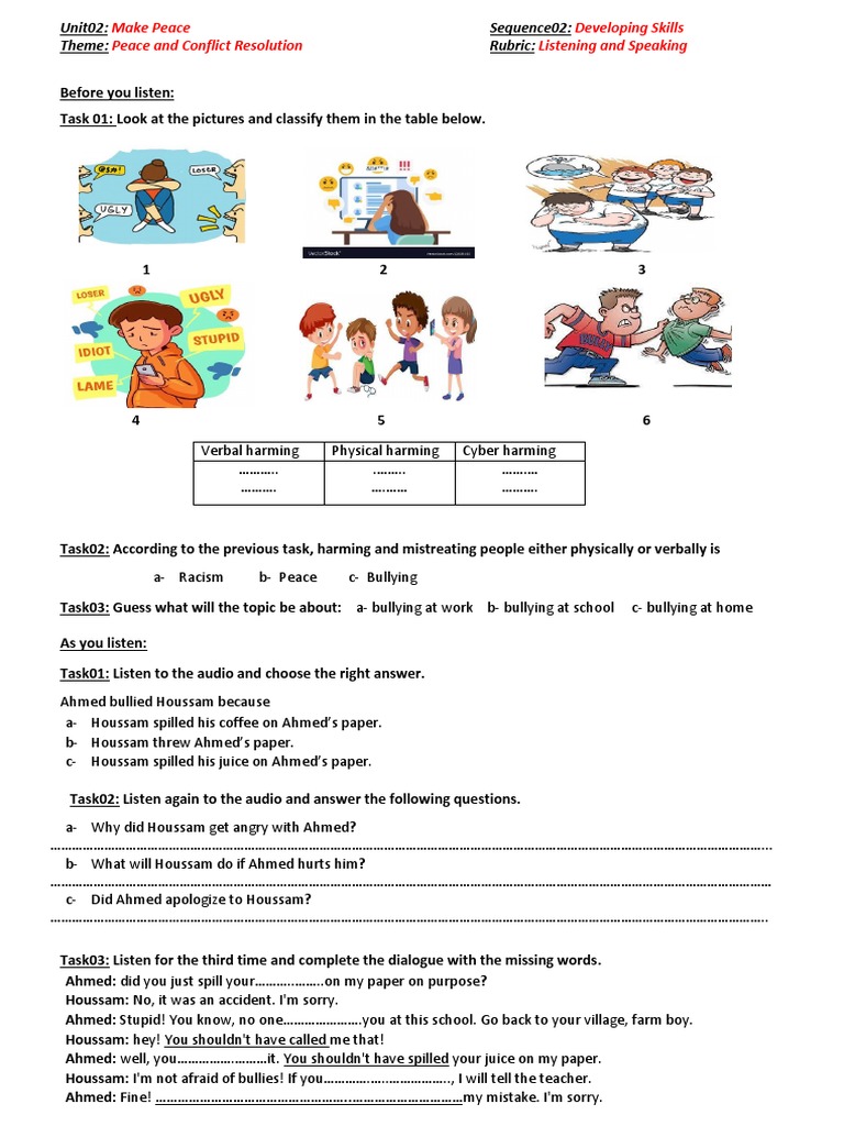 Worksheet Bullying | PDF | Bullying