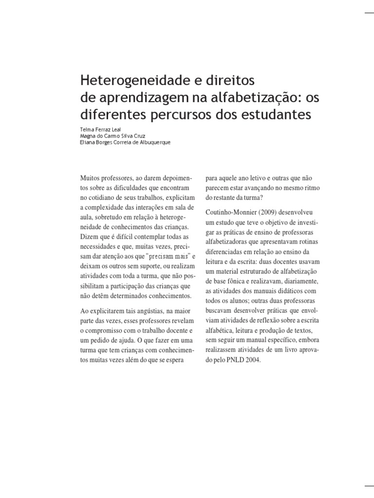 Texto de Estudo - Heterogeneidade e Direitos | PDF | Alfabetização ...