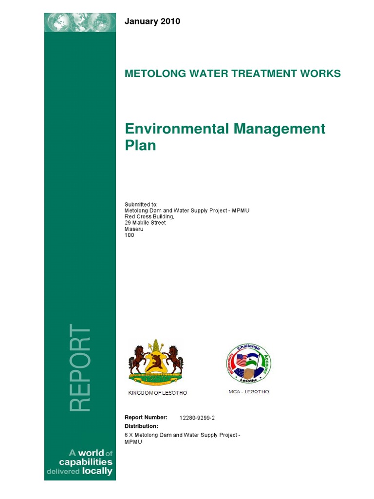 Environmental Management Plan: Metolong Water Treatment Works | PDF ...