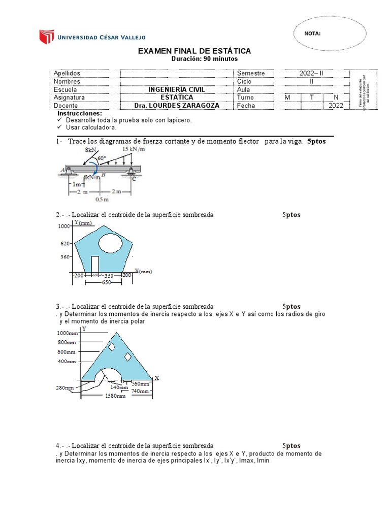 Examen Final de Estática A2t1 | PDF