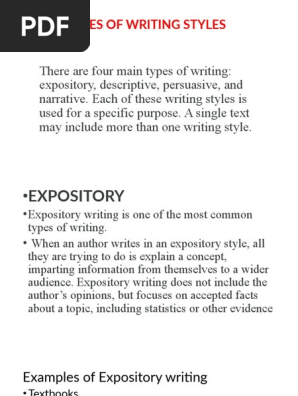 Different Writing Styles Examples